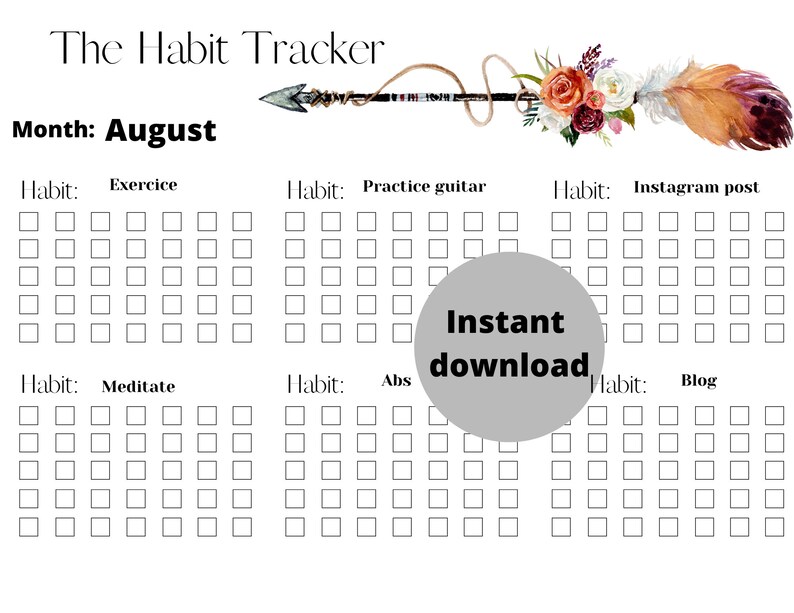 PRINTABLE Habit Tracker Goal Routine Monthly Tracker Goal - Etsy