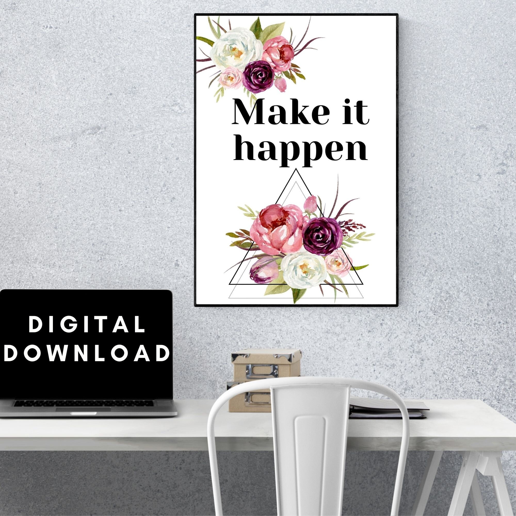 Make It Happen Printable Wall Art Home Wall Art Inspirational Wall Art ...