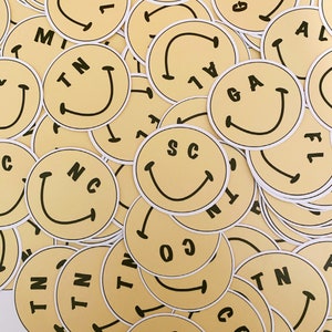 Smiley face state decal waterproof scratch resistant sticker | Etsy