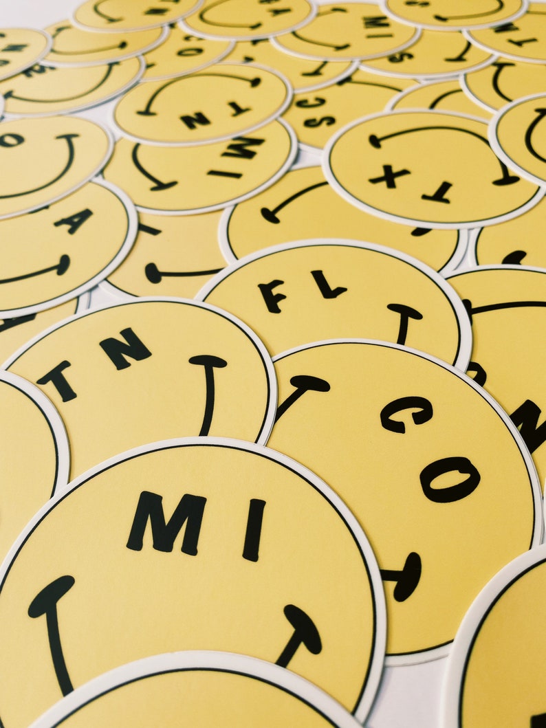 Smiley Face State Decal Waterproof Scratch Resistant Sticker - Etsy