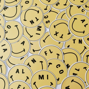 Smiley Face State Decal Waterproof Scratch Resistant Sticker Laptop ...