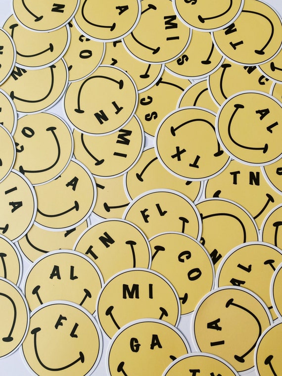 Smiley Face State Decal Waterproof Scratch Resistant Sticker - Etsy