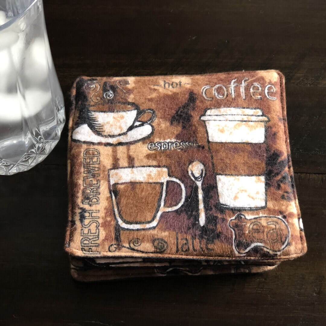 Coffee and Tea Themed Fabric Coasters Set of Four - Etsy