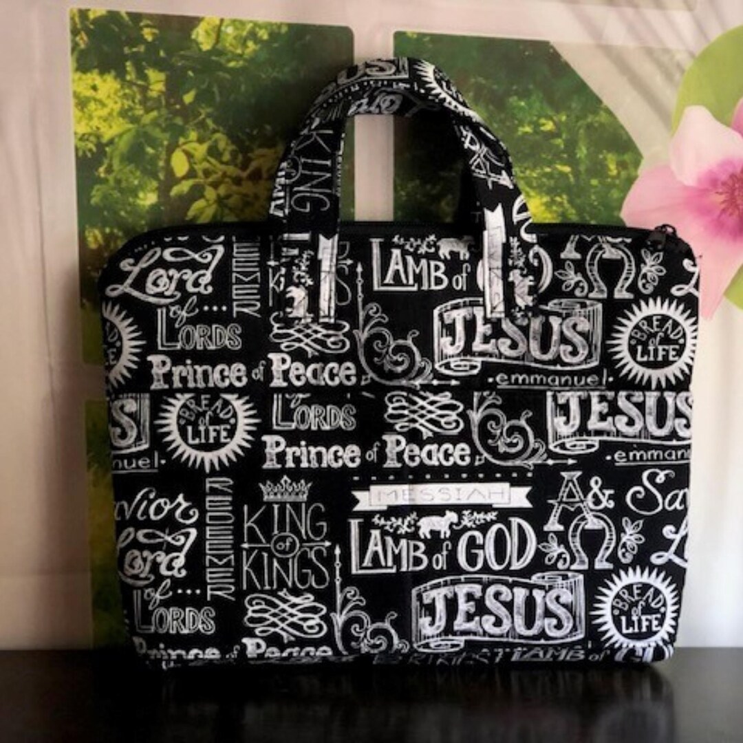 Tablet Tote With Titles of Jesus – Christian iPad Bag, Bible Study Tote ...