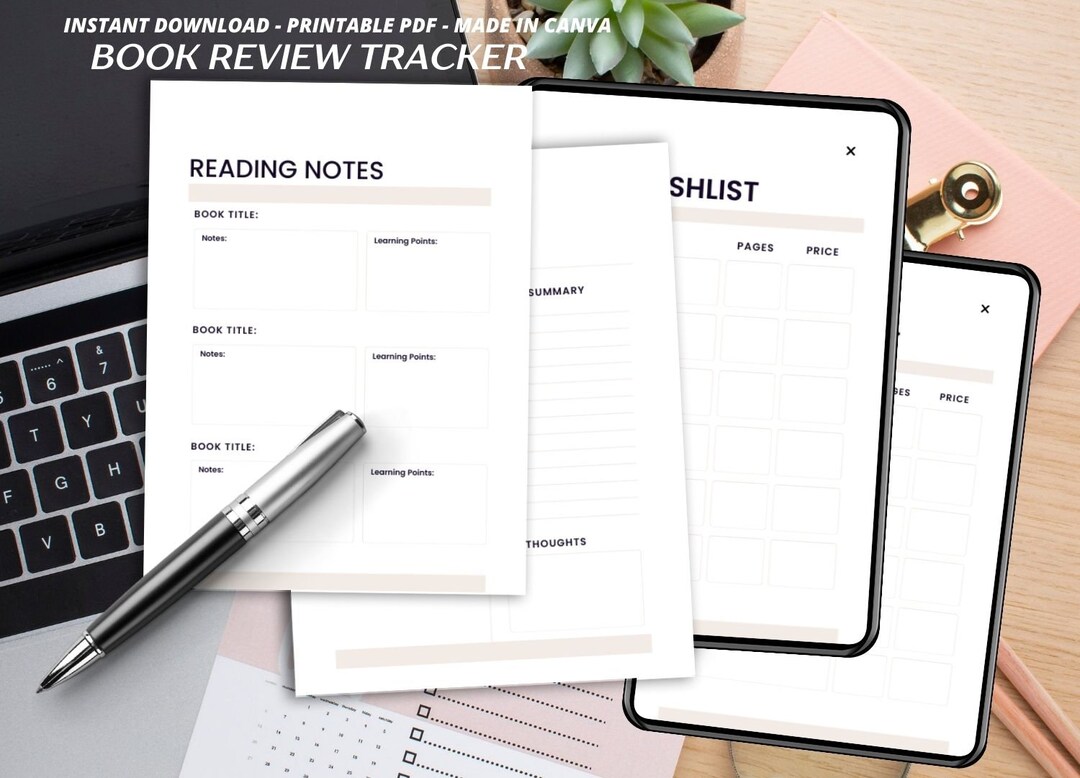 Complete Book Review Planner .pdf, Digital Book Journal, Digital ...