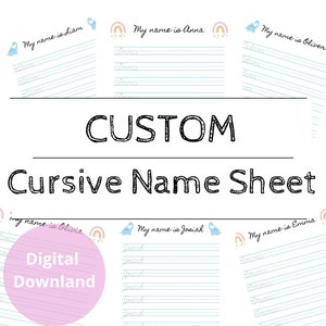 Custom Cursive Name Practice Worksheet, Name Tracing, Custom Name ...