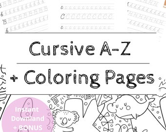 Coloring Pages A-Z Alphabet Printable ABC Coloring (Download Now) - Etsy