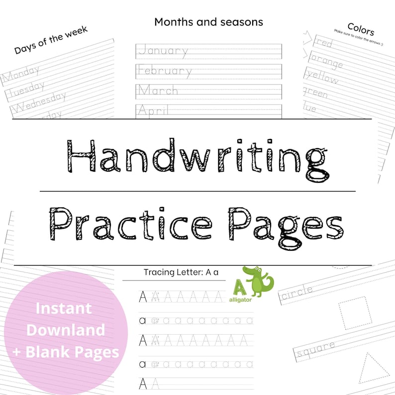 Handwriting Practice Pages - BUNDLE - ABC Tracing, Days of the Week ...