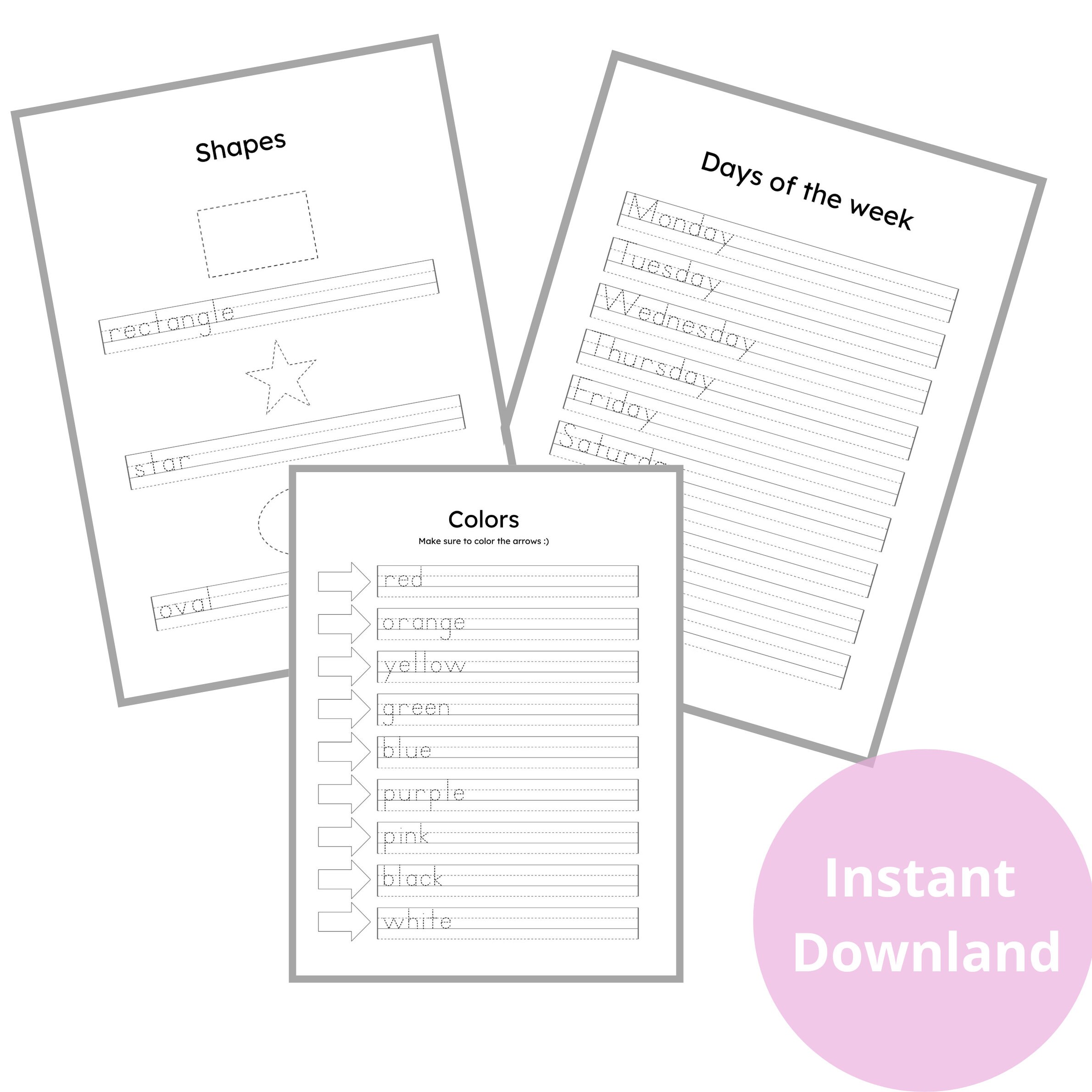 Handwriting Practice Pages BUNDLE ABC Tracing Days of the - Etsy