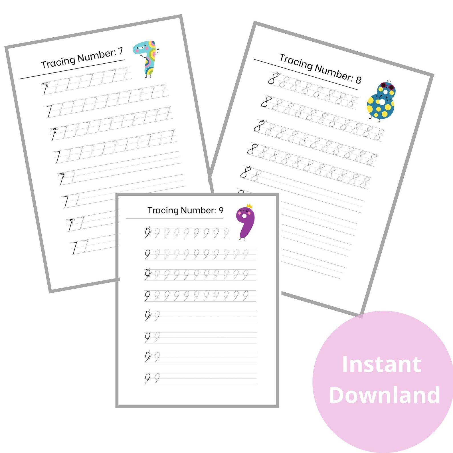 Tracing Numbers Cursive, Printable Worksheet Number Tracing Educational ...