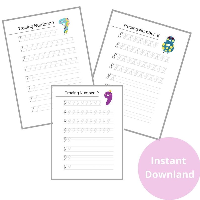 Tracing Numbers Cursive, Printable Worksheet Number Tracing Educational ...