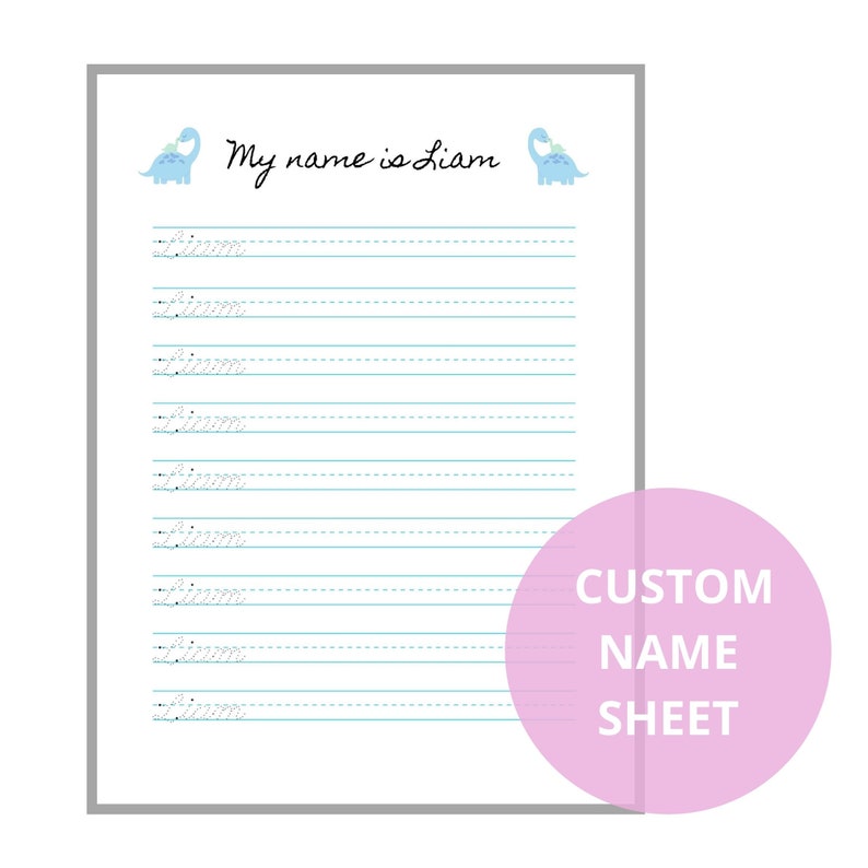 Custom Cursive Name Practice Worksheet, Name Tracing, Custom Name ...