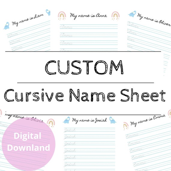 Custom Cursive Name Practice Worksheet Name Tracing Custom - Etsy