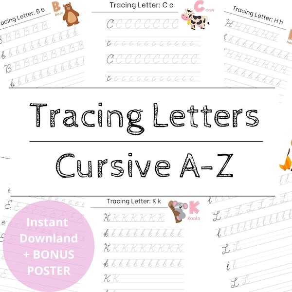 Free Alphabet Tracing Worksheet - Etsy