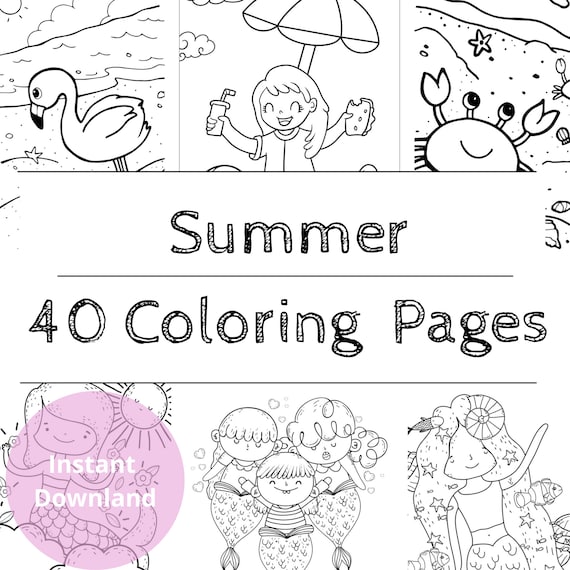 Summer Coloring Book Beach Coloring Pages for Kids 40 - Etsy