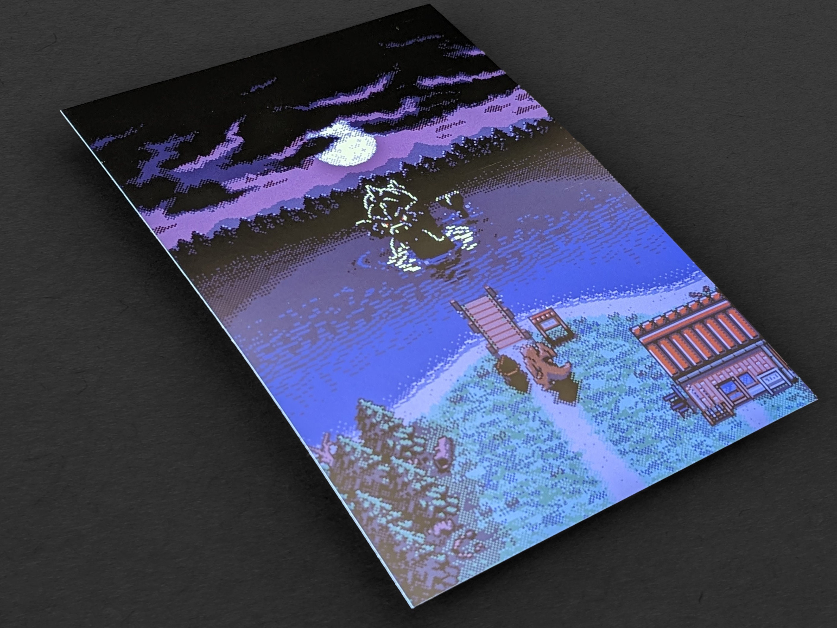 Pixel Art "red Monster of the Lake – Night Version" - A5 Print - Etsy