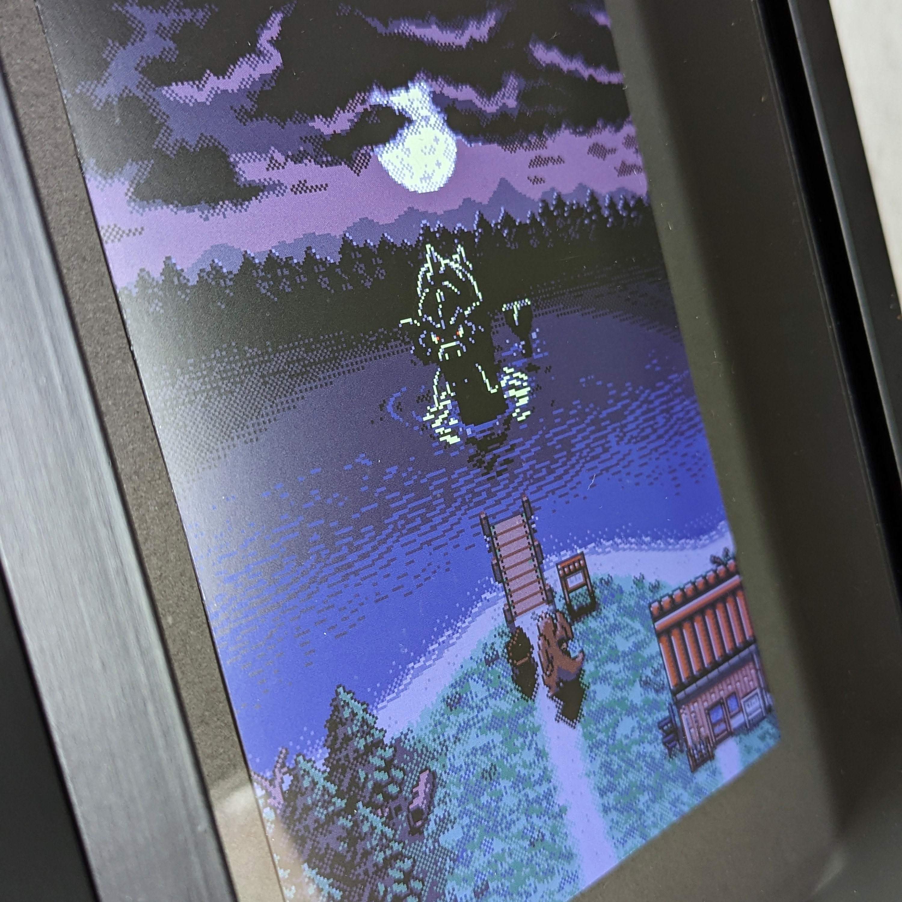 Pixel Art "red Monster of the Lake – Night Version" - A5 Print - Etsy