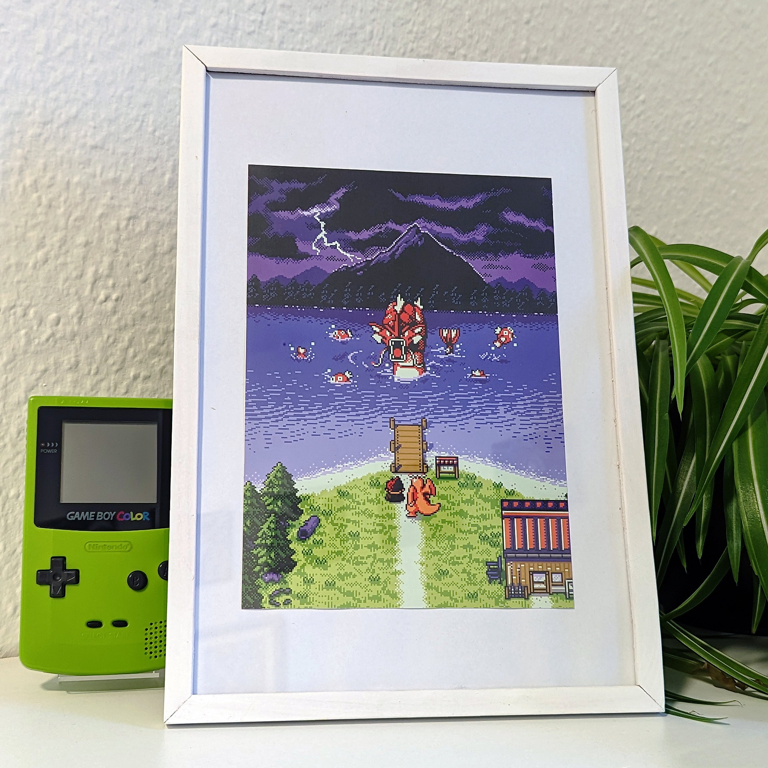 Pixel Art "red Monster of the Lake – Day Version" - A5 Print - Etsy