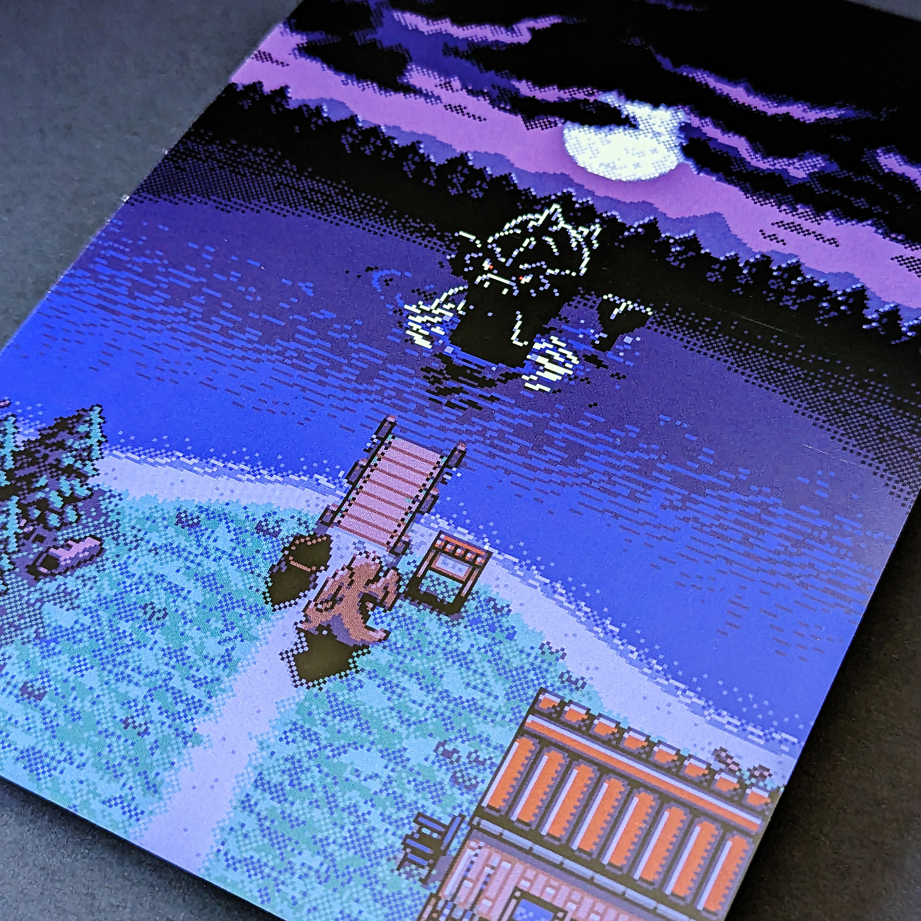 Pixel Art "red Monster of the Lake – Night Version" - A5 Print - Etsy