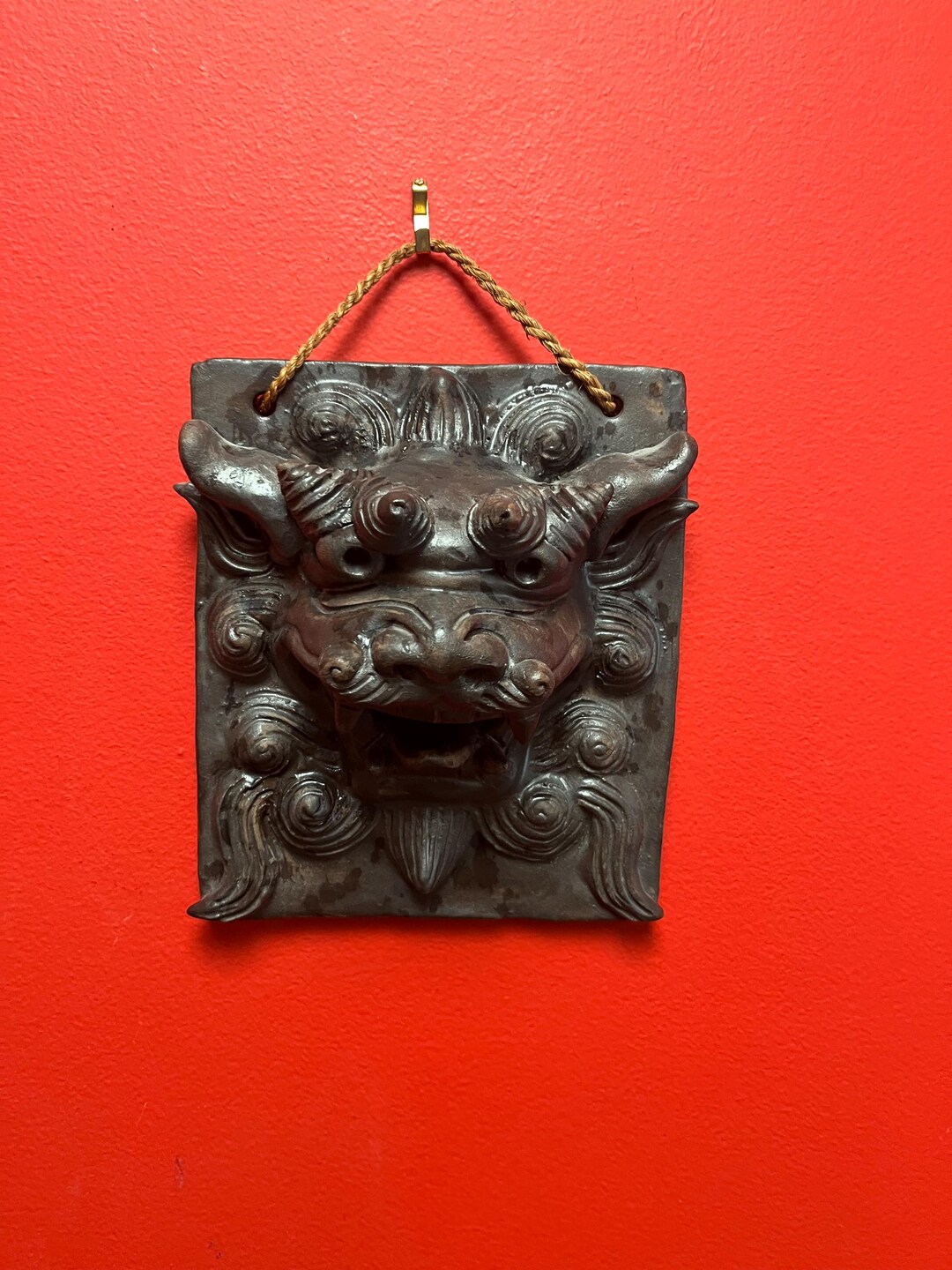 Very Beautiful 8 X 7 Antique Terracotta Dragon Plaque — Great Condition ...