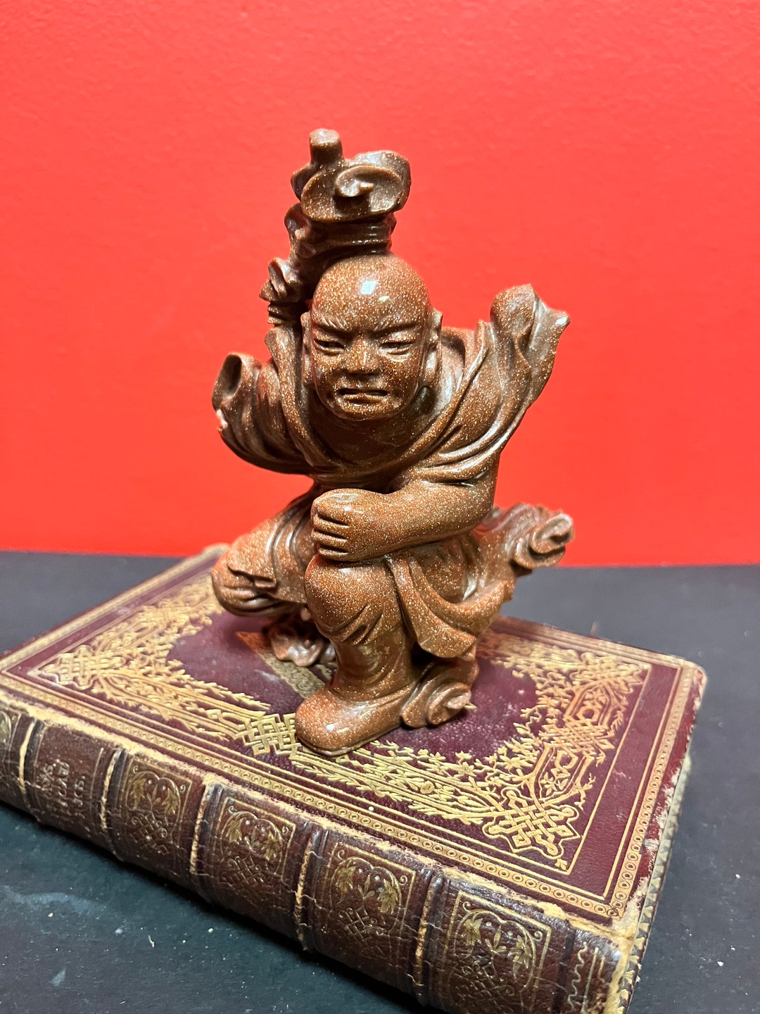 A Stunning 5 Inch High Chinese, Carved Italian Moonstone Statue of a ...