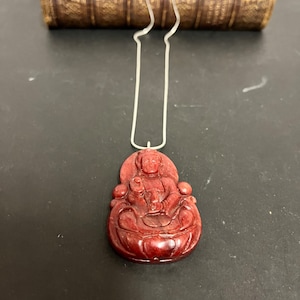 Fabulous Red Jade Buddha Pendant With 925 Silver Necklace - Necklace ...