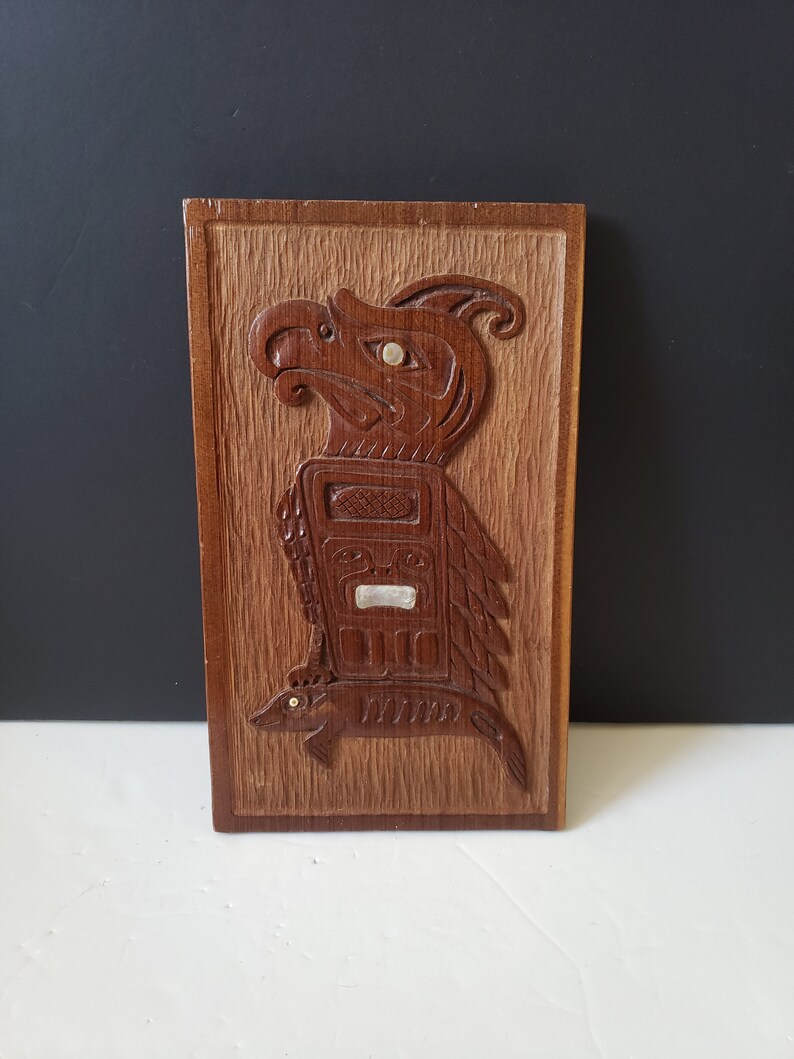 First Nations Carved Thunderbird and Seal Plaque | Etsy