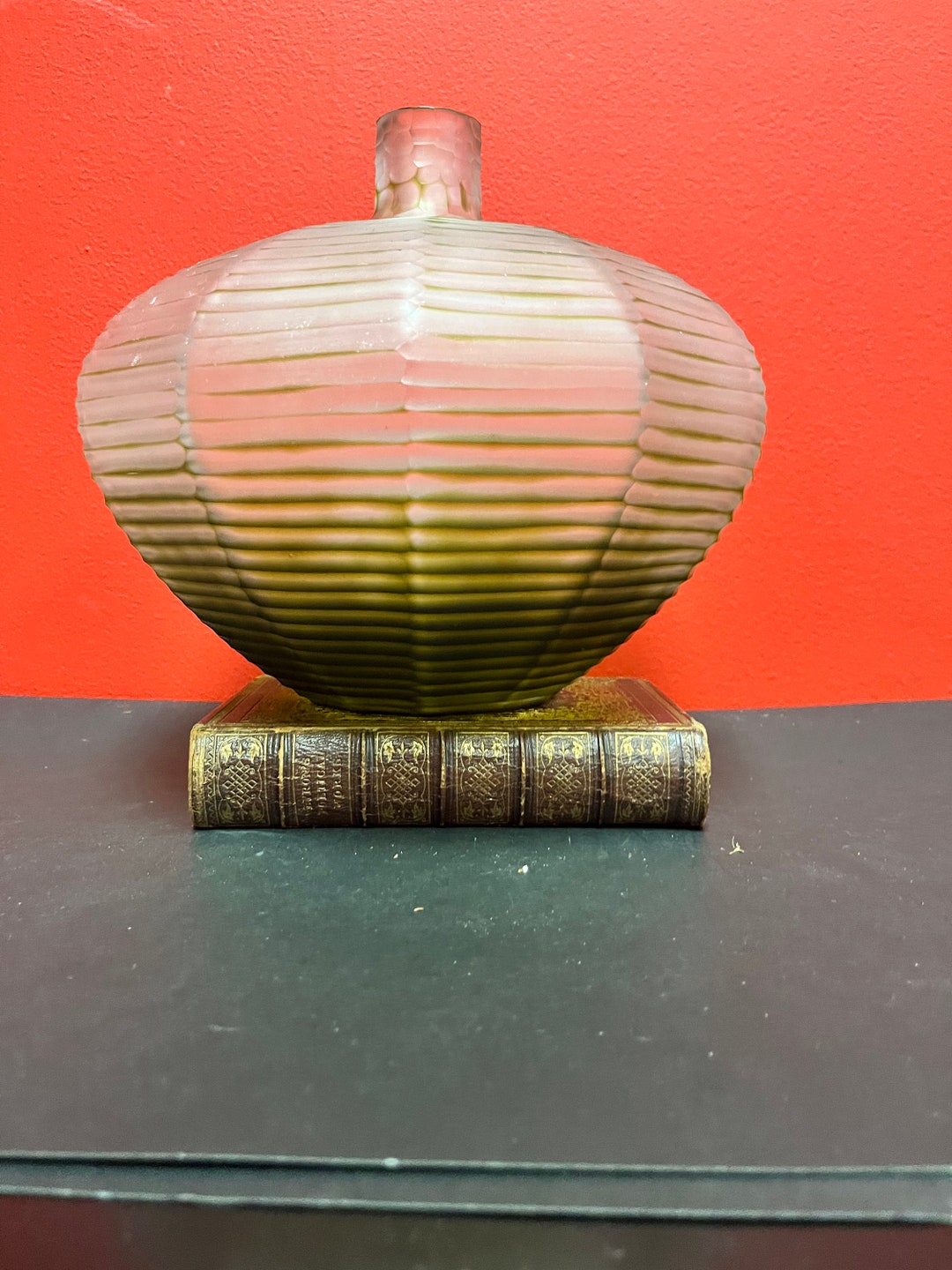 A Stunning Appox 1 Foot Tall French — Opalescent Multi Facetted Vase ...