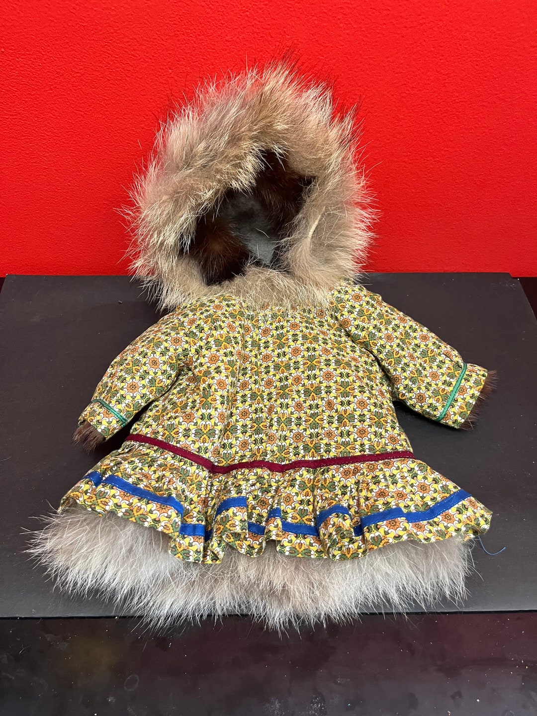 19 X 15 Authentic Inuit Cloth and Fur Doll or Childs Jacket Wow Old and ...