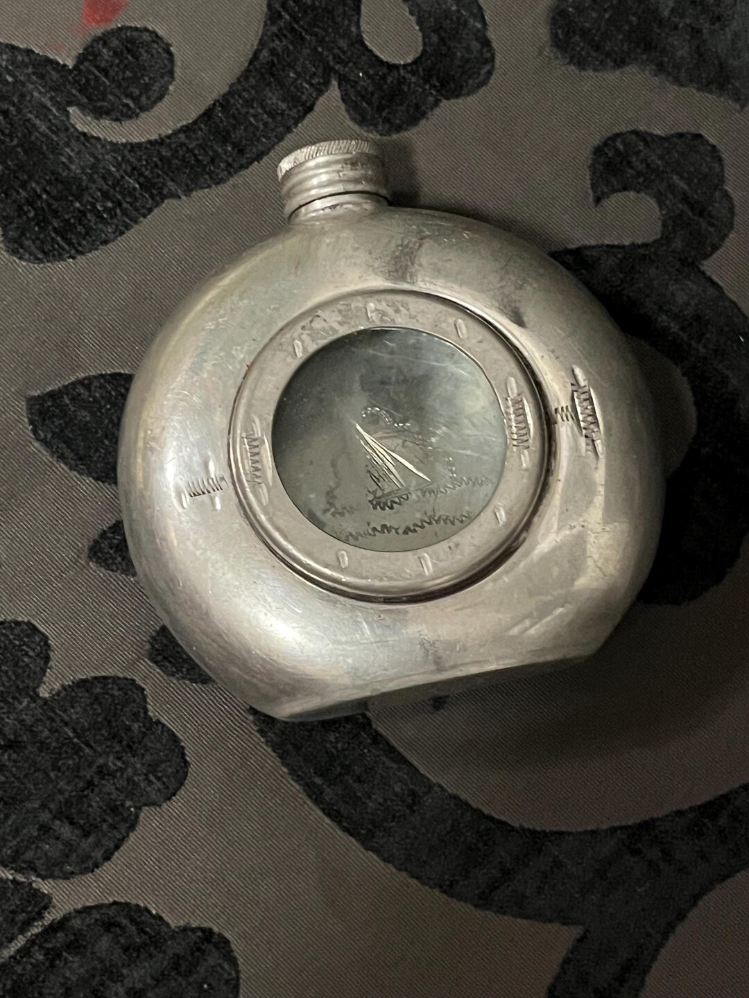 4.5 Inch Tall BIRKS British Pewter Nautical Flask— Antique Condition ...