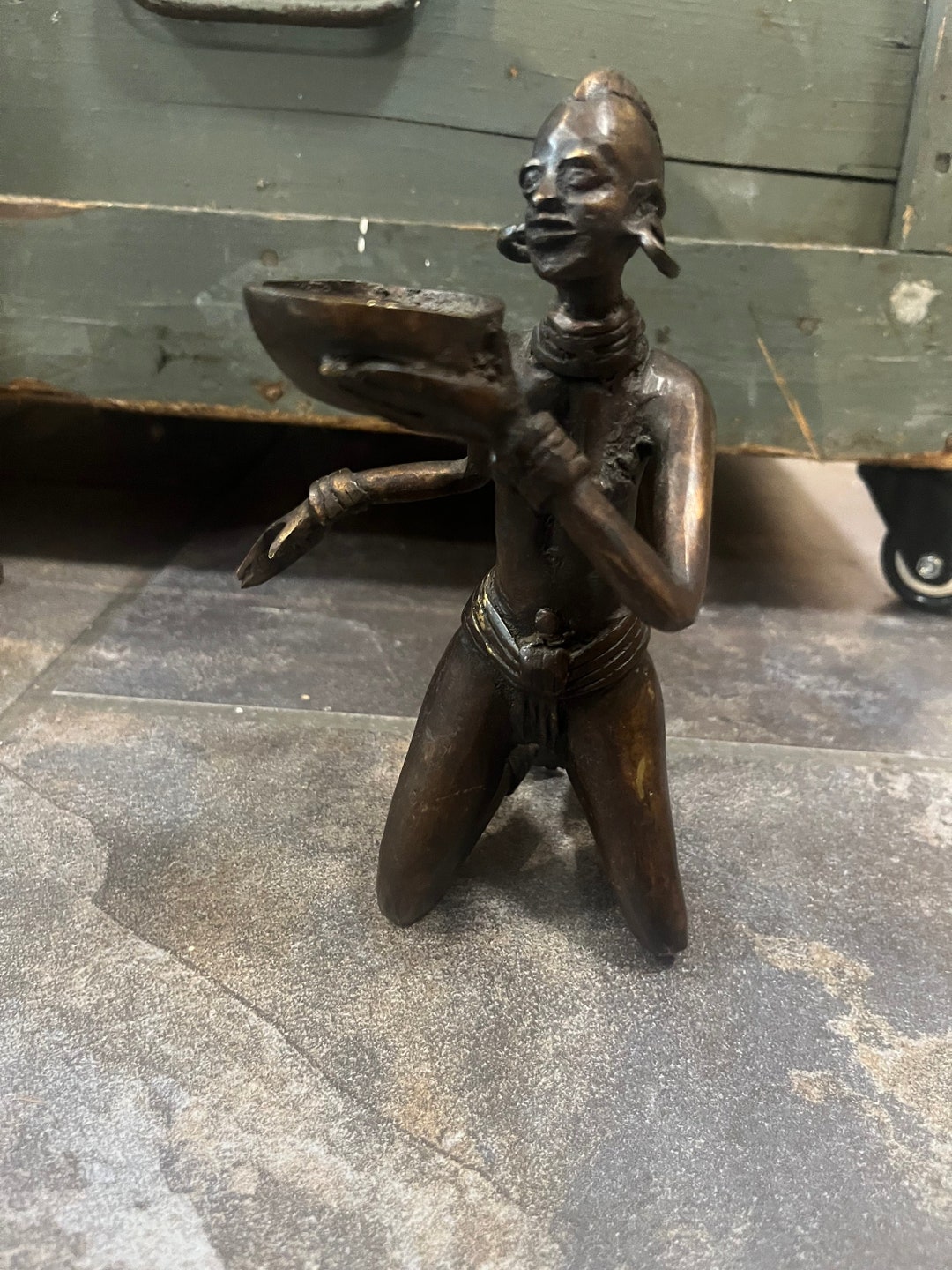 Wonderful 8 Inch Tall Antique African Bronze Statue — Great Patina and ...