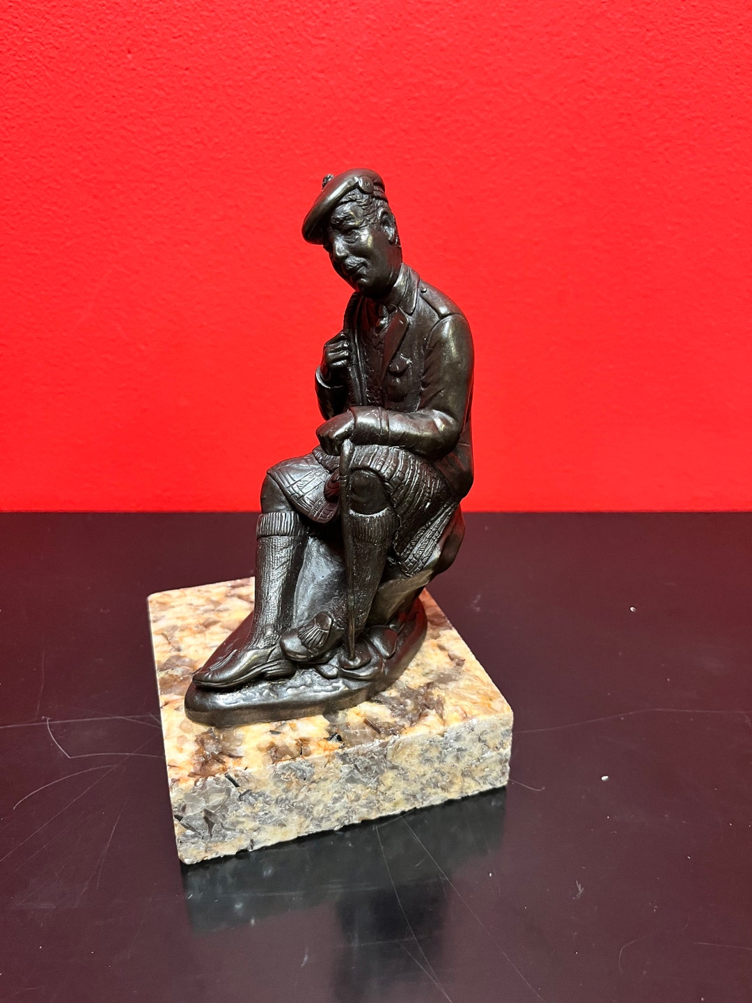 Lovely 8 Inch Tall Bronze Statue of a Scotsman on a Marble Base Lovely ...