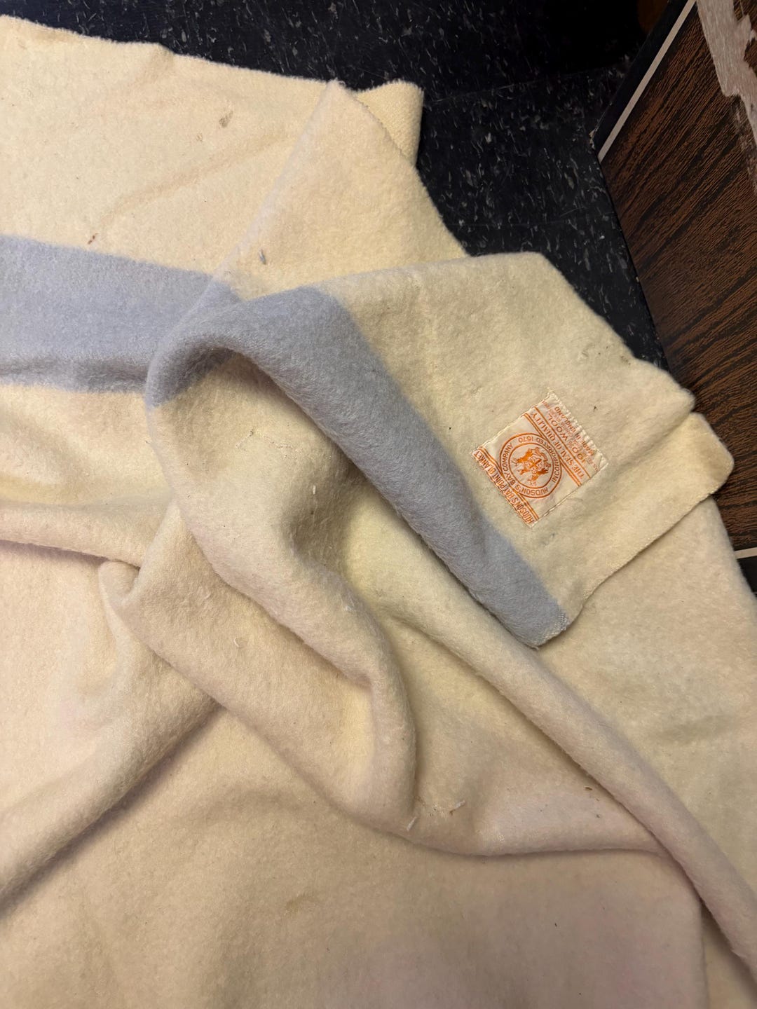 HBC Hudson Bay Blanket — Approximately 82 X 67” Rare White With Blue ...
