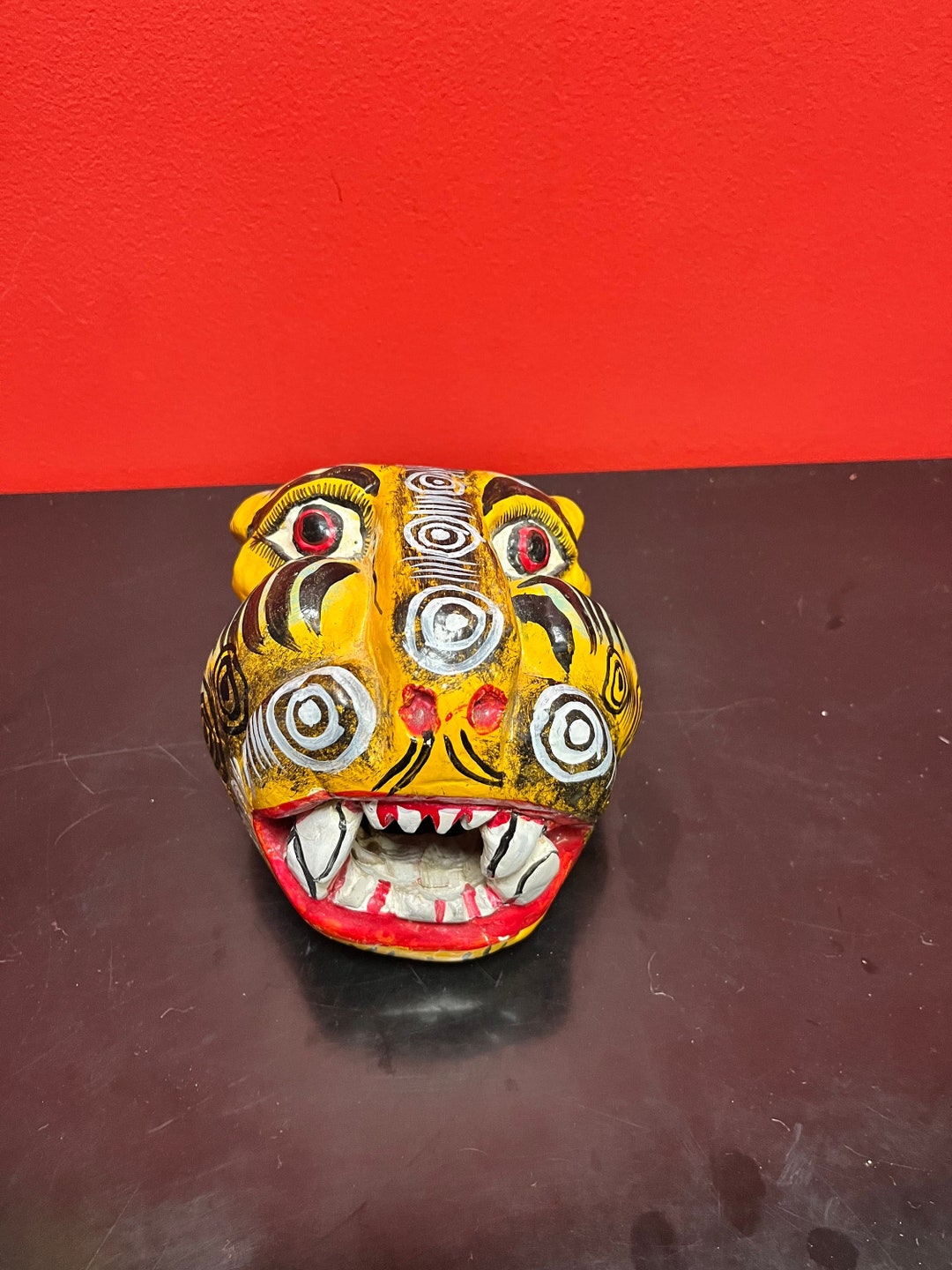 Fabulous 7 Inch Tall Antique South American Tribal Wooden Cat Mask ...