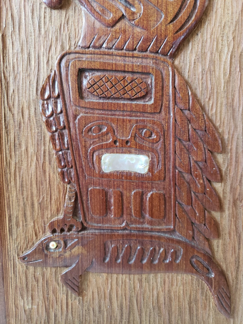 First Nations Carved Thunderbird and Seal Plaque | Etsy