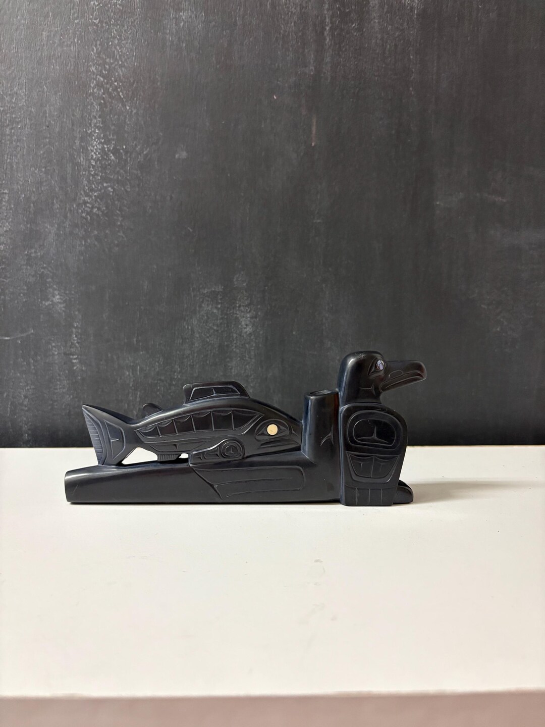 Stunning Rare Haida Argillite Glen Pollard Pipe — Most Amazing Detail ...