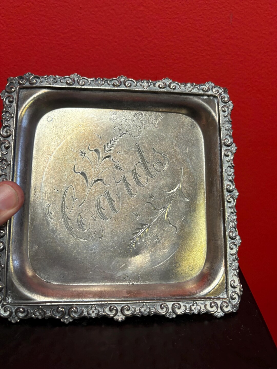 Stunning English Meridian Silver Plate Antique Card Tray — 6 X 6 ...