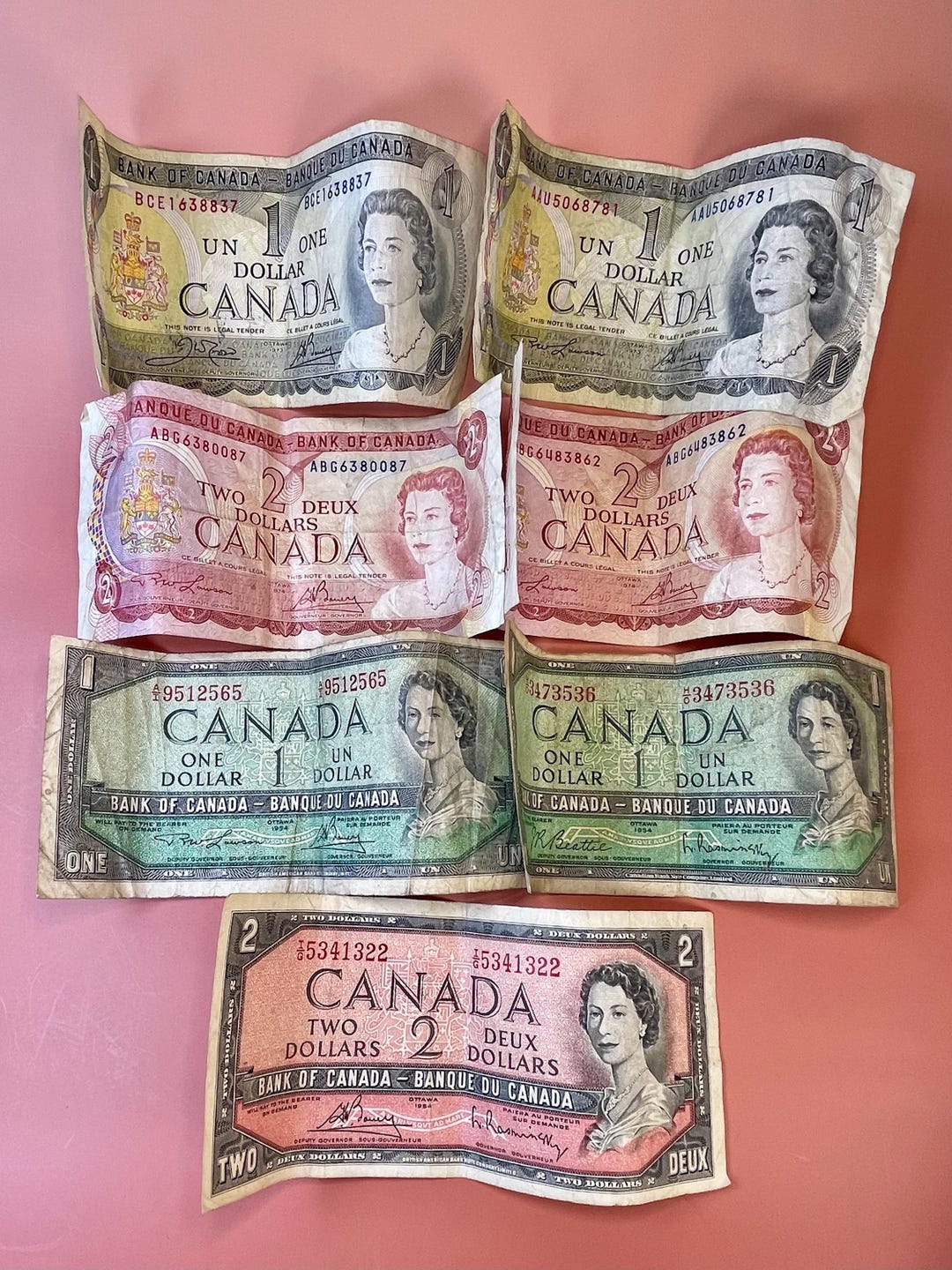 Old Canadian Currency One and Two Dollar Bills— - Etsy
