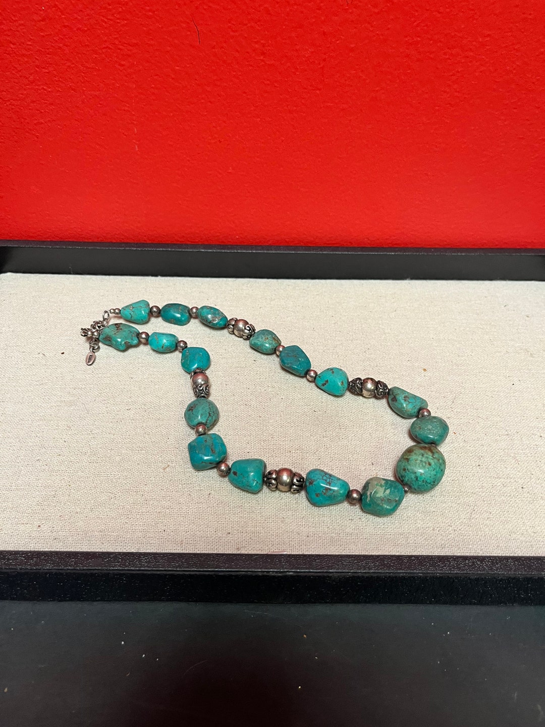 Approx 18 Inch Long Silver and Turquoise Necklace Navajo - Etsy Canada