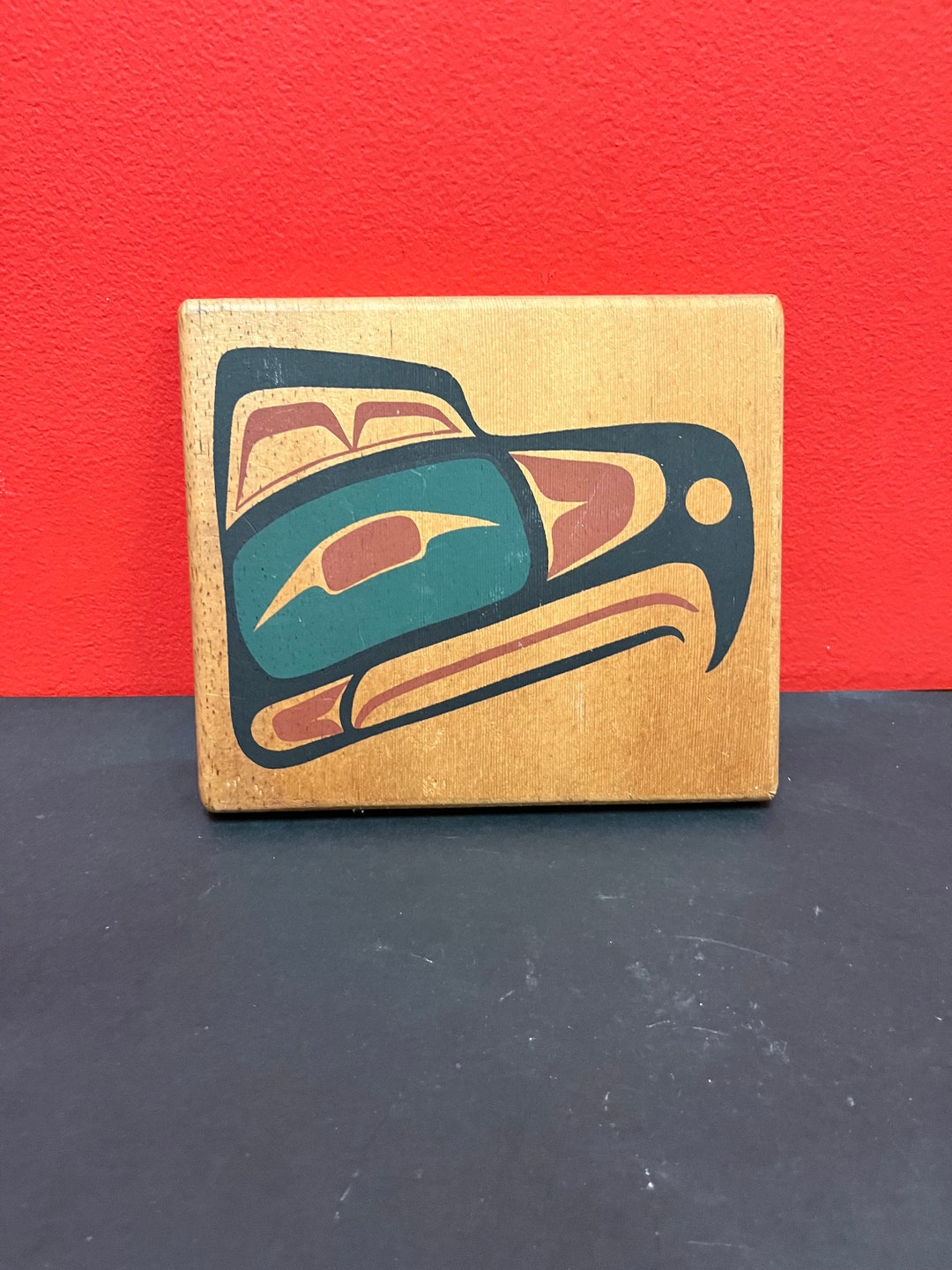 7 1/2 X 6 1/2 Indigenous First Nations, Pacific Northwest Coast Painted ...