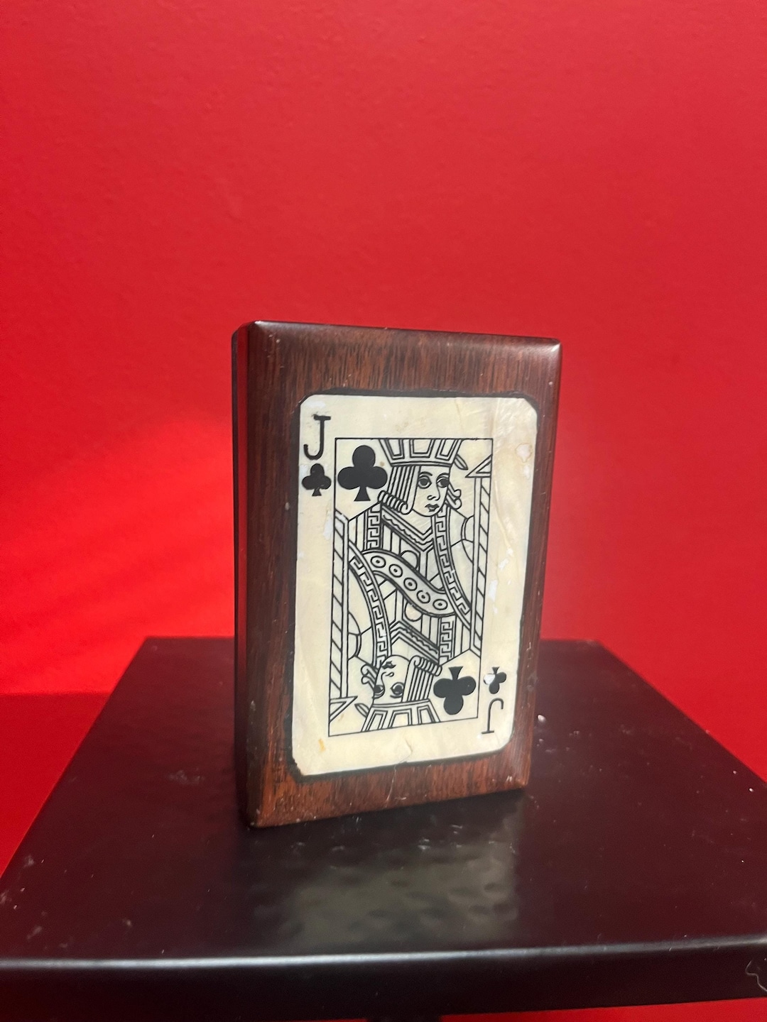 Lovely Antique 5 X 3 by 2 Inch Thick Wood and Shell Playing Card Box ...