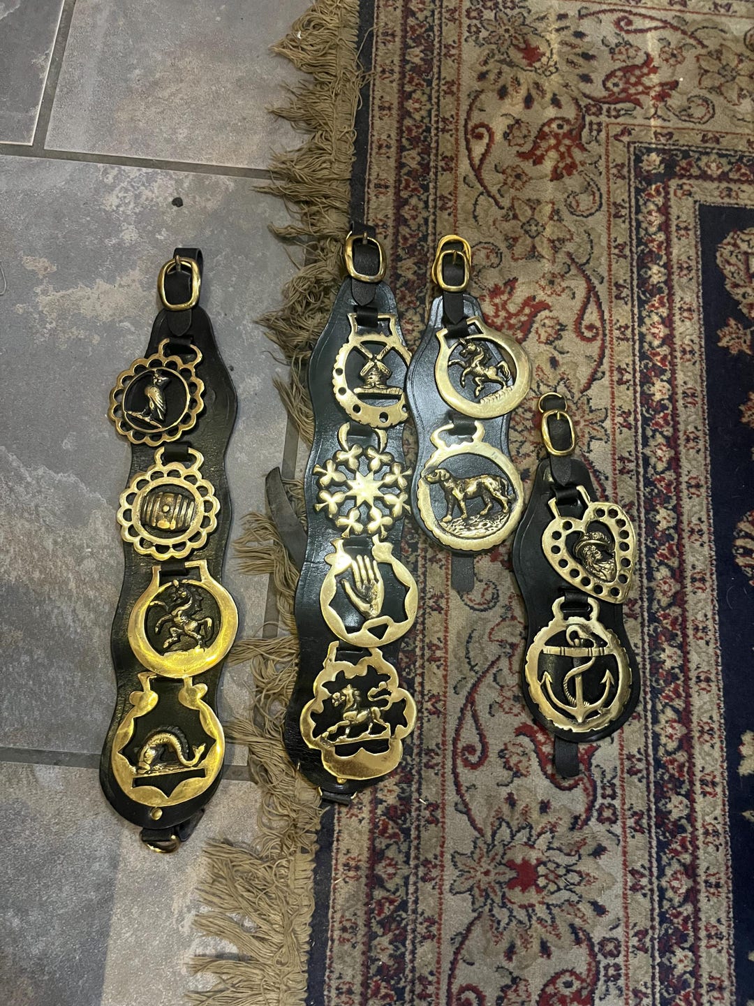 Large Collection of Antique Horse Brasses on Leather Great Value - Etsy