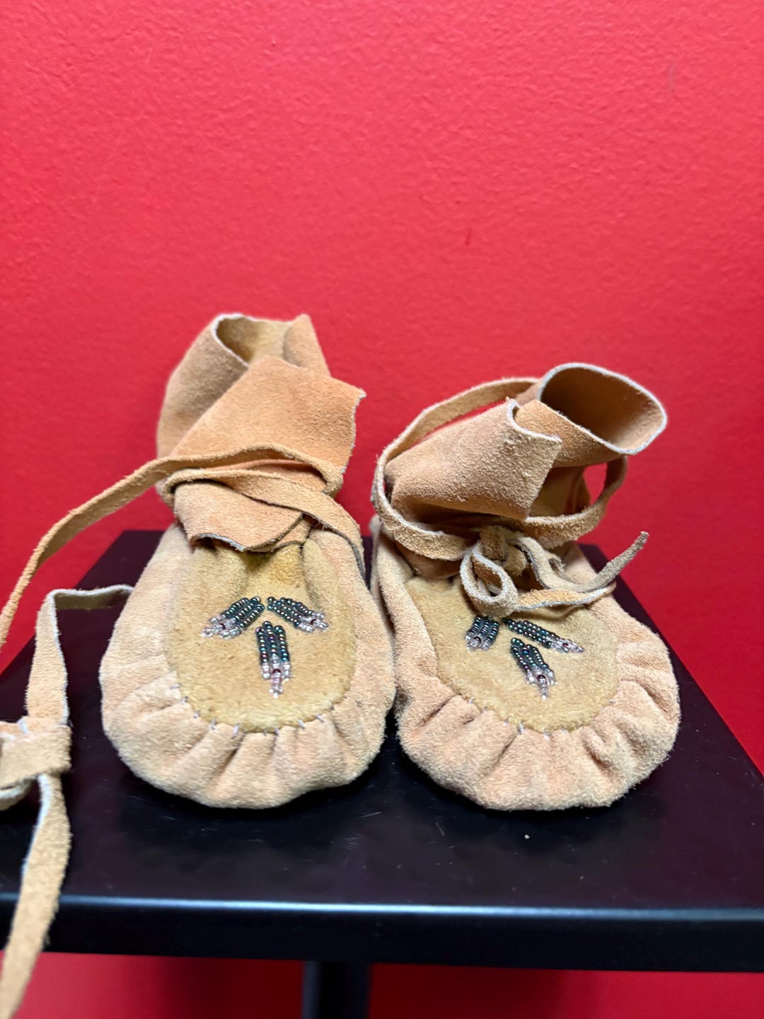 7 Inch Long Indigenous Leather and Beaded Moccasins - Good Condition - Etsy