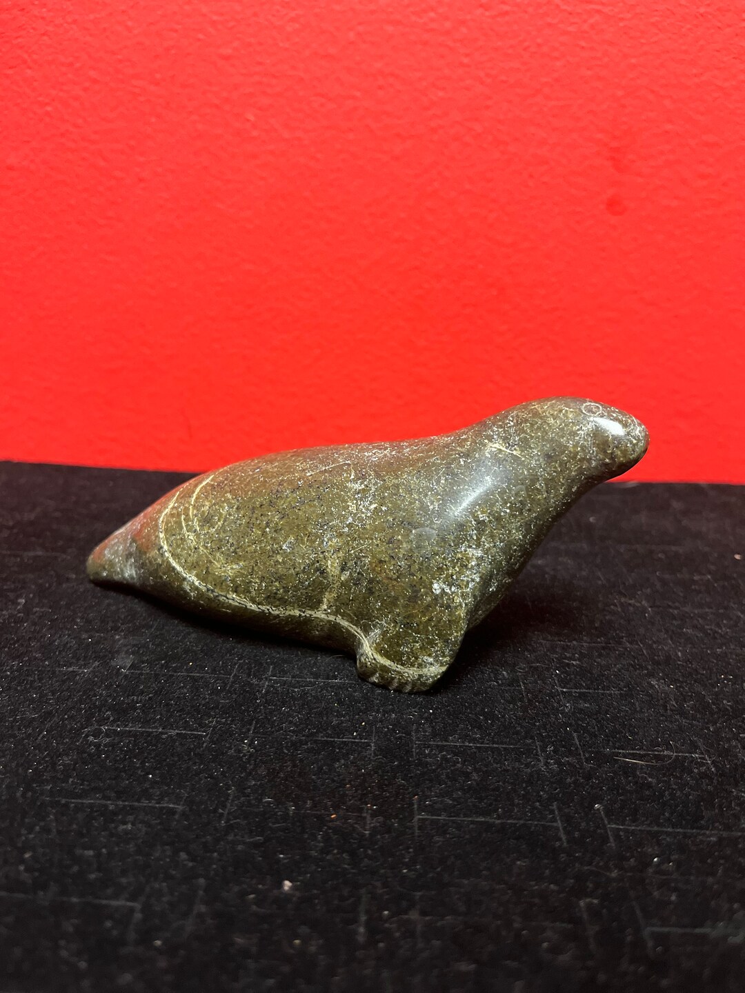 Lovely 6 Inch Signed Inuit Indigenous, Soapstone Seal — Tranquil ...