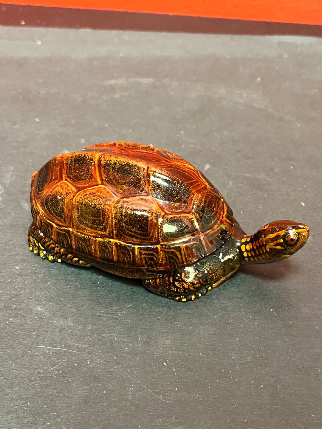 4.5 Inch Stunning Japanese Lacquer Box in the Shape of a Turtle Lovely ...