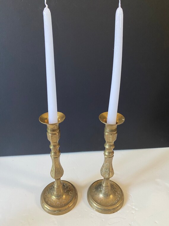 Vintage brass Indian candlesticks 10 inches | Etsy