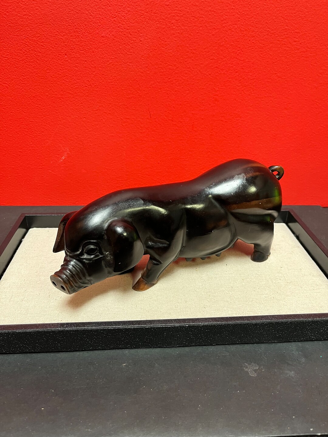 Lovely Ironwood Heavy Pig Statue — Great, Patina and Detail — 435 Grams ...
