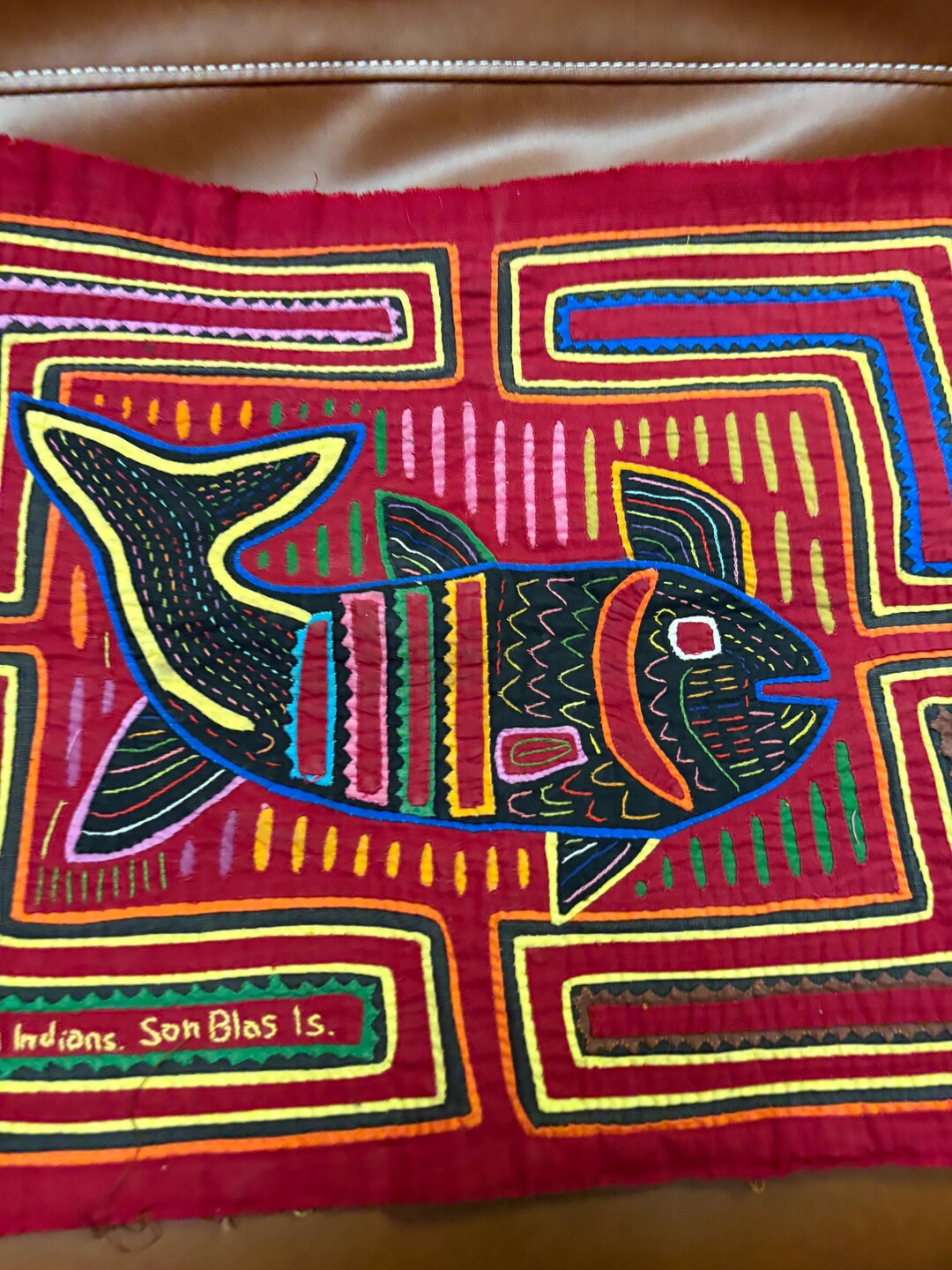 Beautiful Central American 16 X 13 Inch Embroidered MOLA Textile of a ...