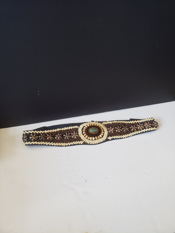 Oceanic Shell Wood and Beaded Belt | Etsy