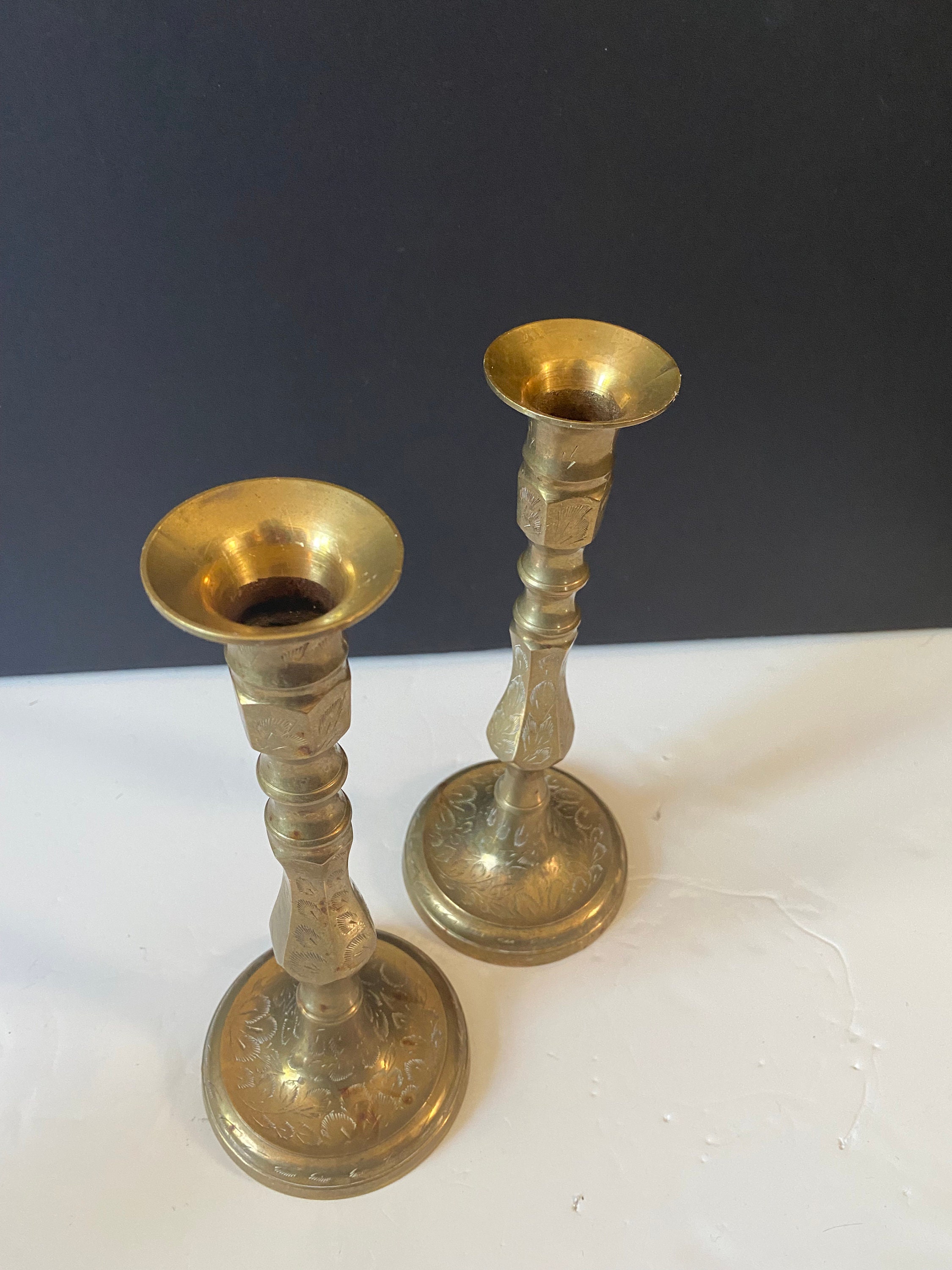 Vintage brass Indian candlesticks 10 inches | Etsy